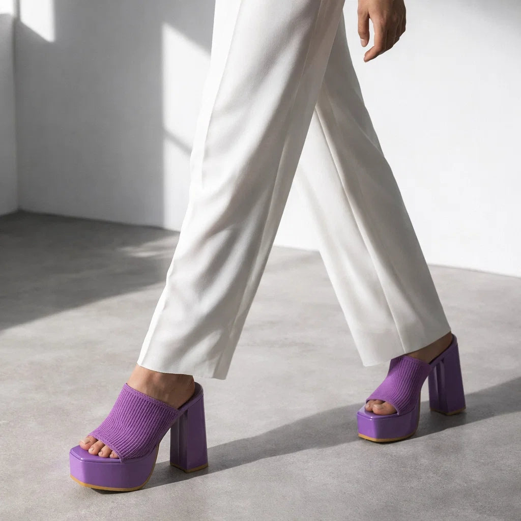 Vienna™ Block Heels for Women - Stretchy Knit Slip-On Heels | Wilo Wale